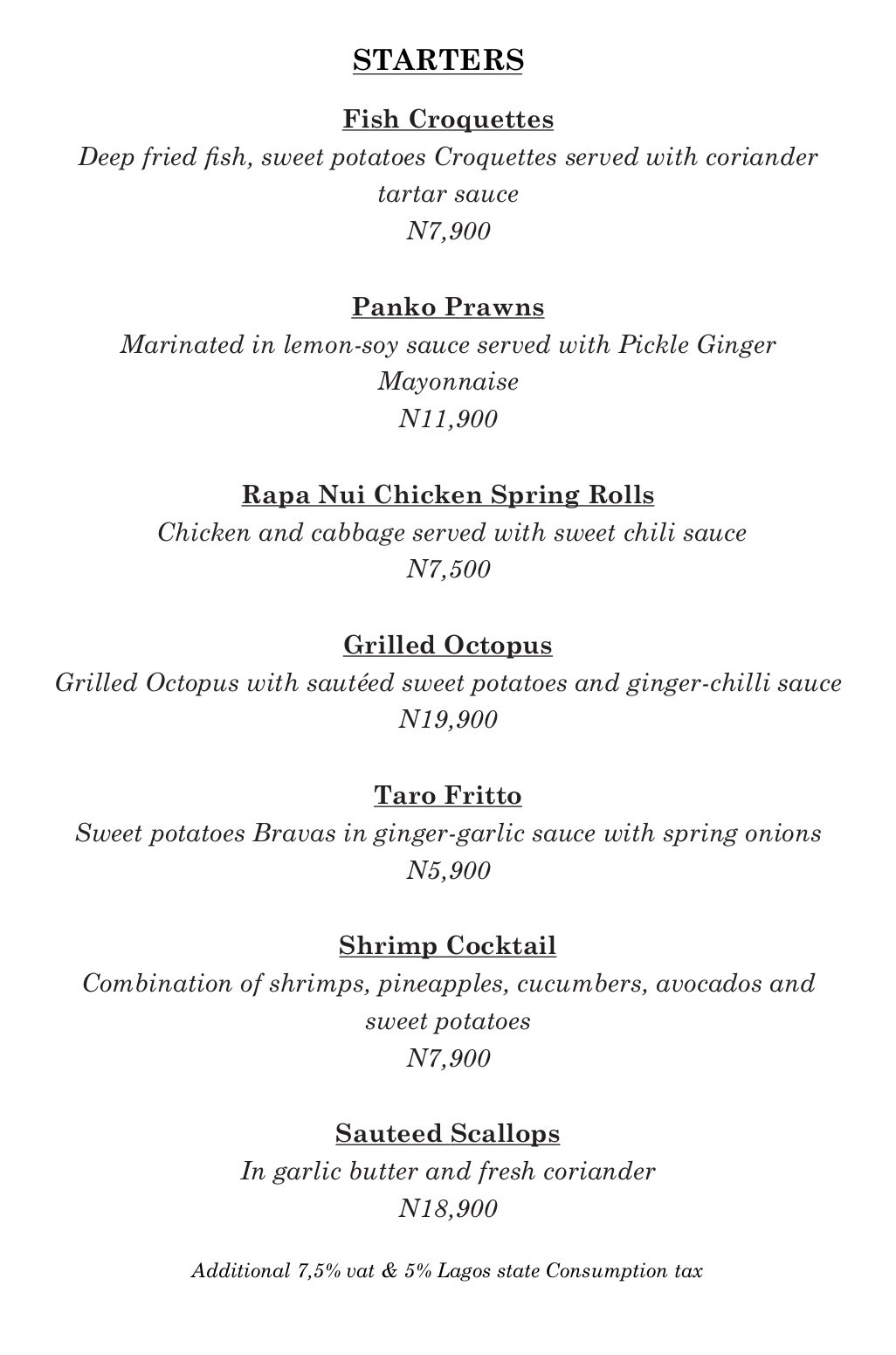 Menus – Rapa Nui Lagos