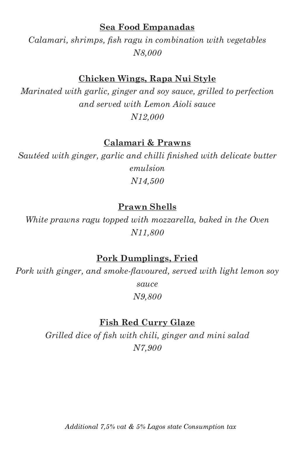 Menus – Rapa Nui Lagos